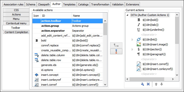 Customizing the Toolbars for a Framework