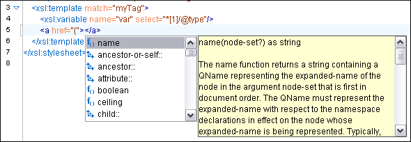 Content Completion in XPath Expressions