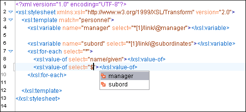 Content Completion in XPath Expressions