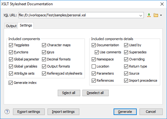 Generating Documentation for an XSLT Stylesheet