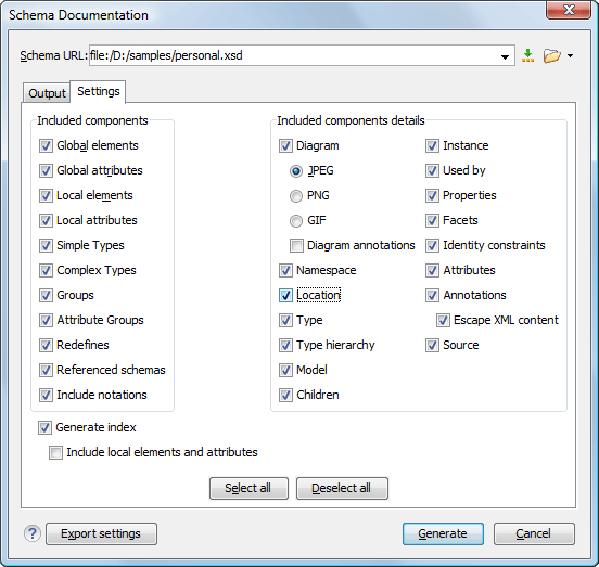 XML Schema Documentation